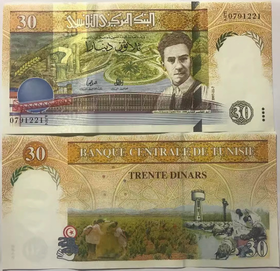 Banknote 30 Dinars type 1997 Tunisia | 1997-11-7 | Pick #89 TBB #B529a