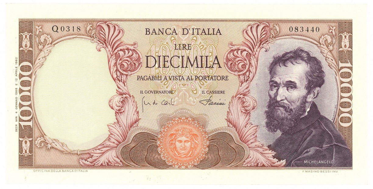 Banknote 10,000 lire type 1962-1973 Italy | 04-01-1968 Q0318 | Pick ...